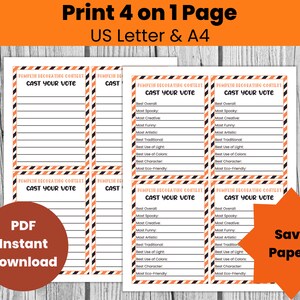 Halloween Pumpkin Decorating Contest Voting Card, Halloween Ballot ...