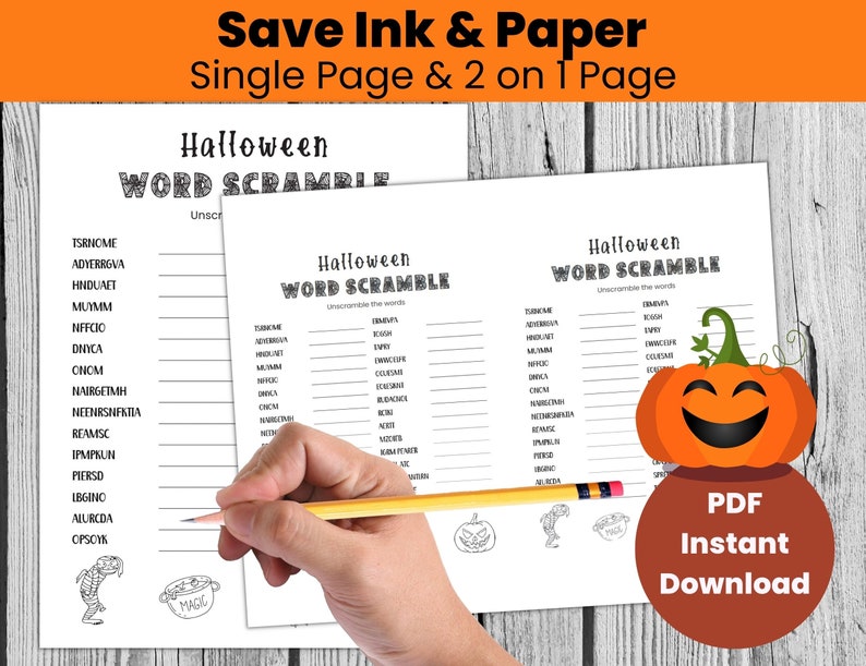 Printable Halloween Word Scramble, Halloween Party Game, Halloween ...