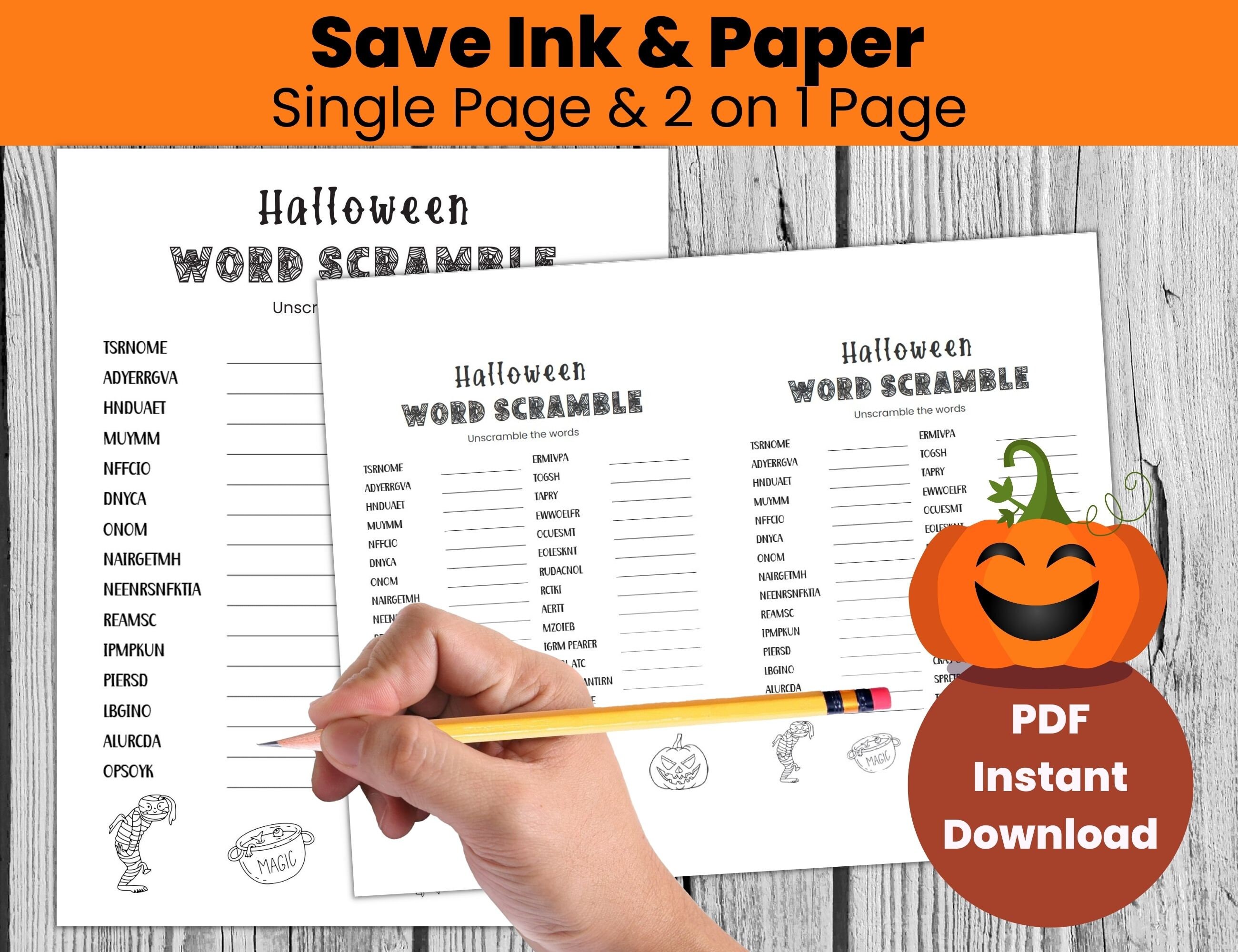Printable Halloween Word Scramble, Halloween Party Game, Halloween ...
