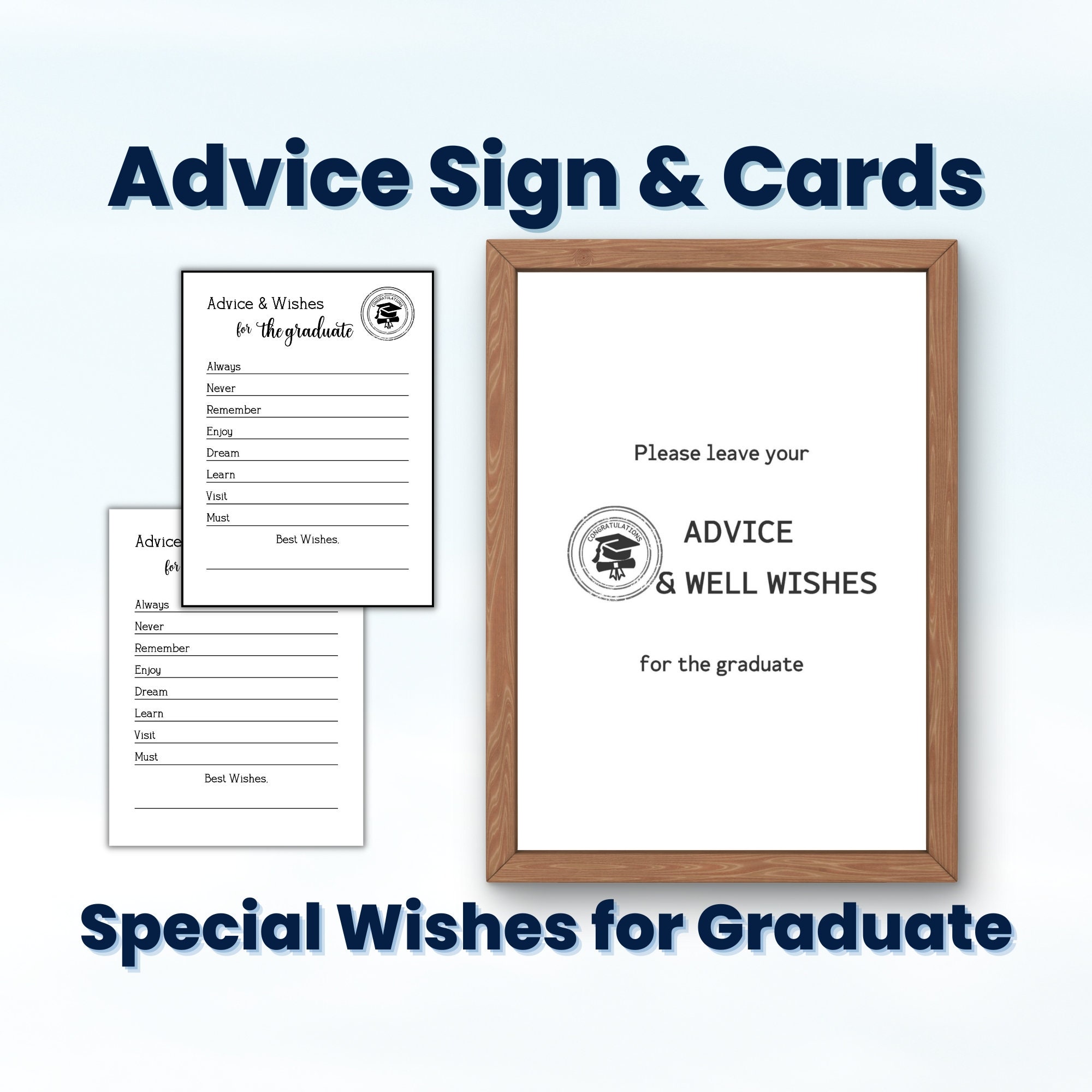 Graduation Wishes and Advice Cards Editable Printable, Please Leave ...