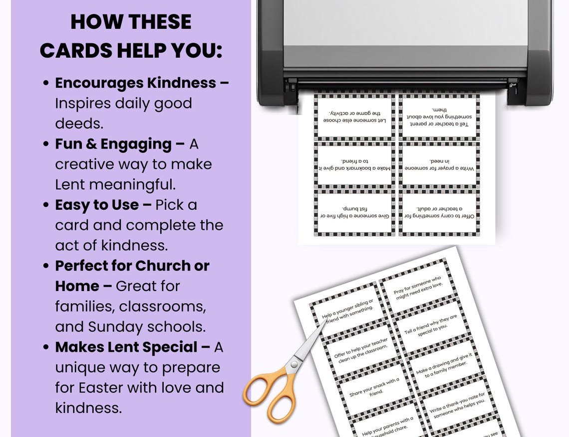 40 Day Random Acts of Kindness for Lent Activities for Kids, Catholic ...