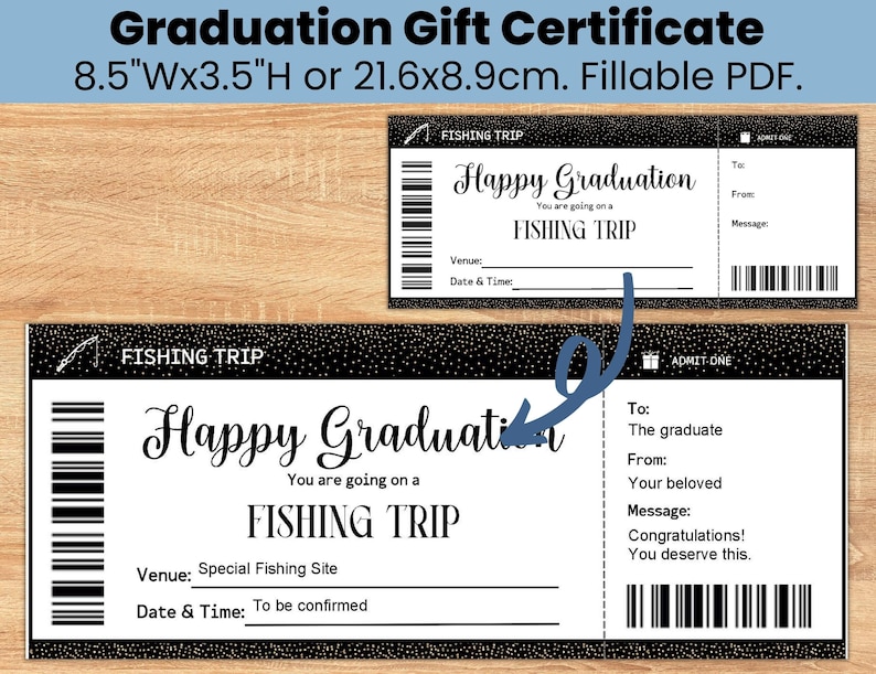 Custom Graduation Fishing Trip Ticket Gift Certificate, Fishing Trip ...