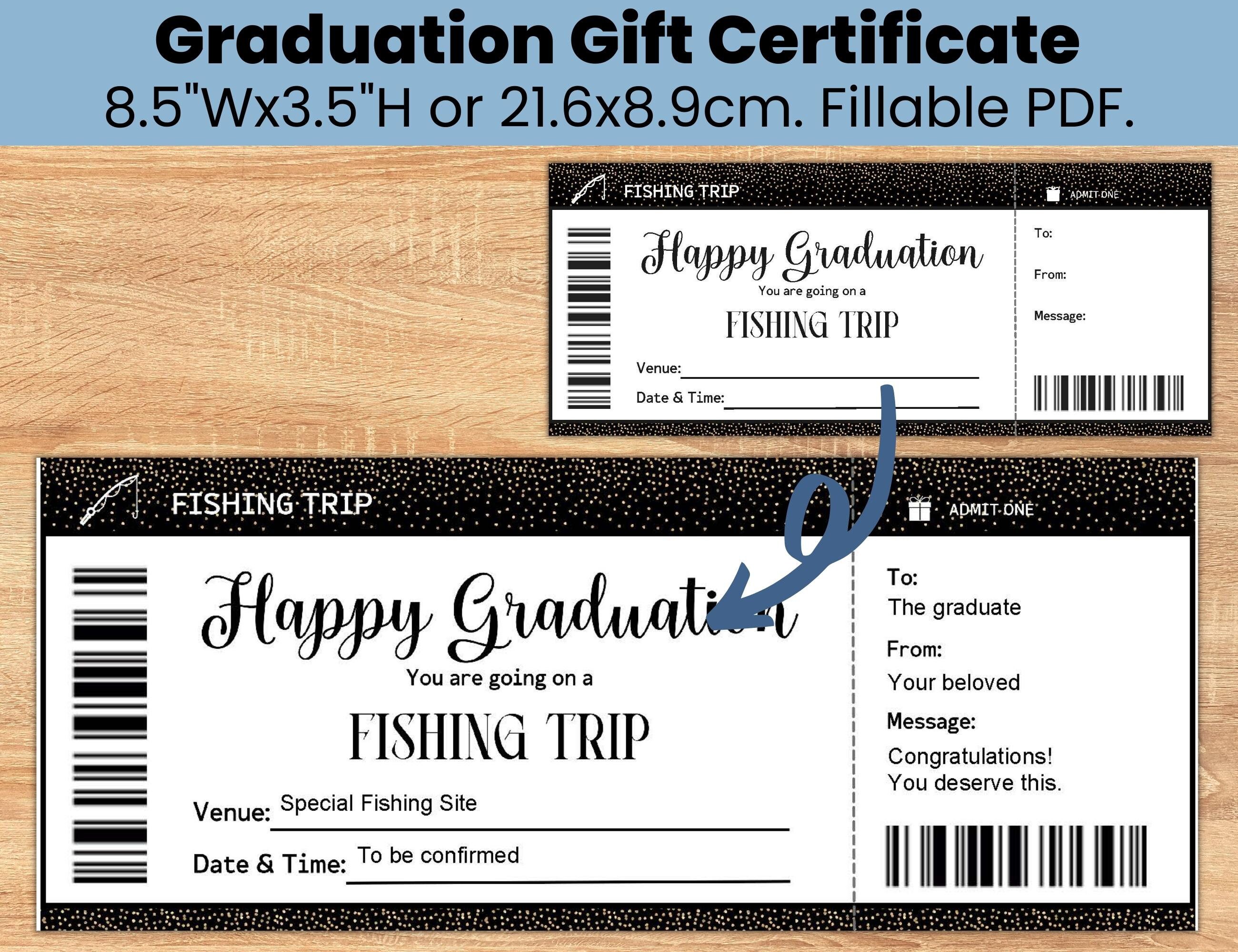 Custom Graduation Fishing Trip Ticket Gift Certificate, Fishing Trip ...