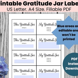 Printable Gratitude Jar for Kids, Gratitude Cards, Gratitude Jar Label ...