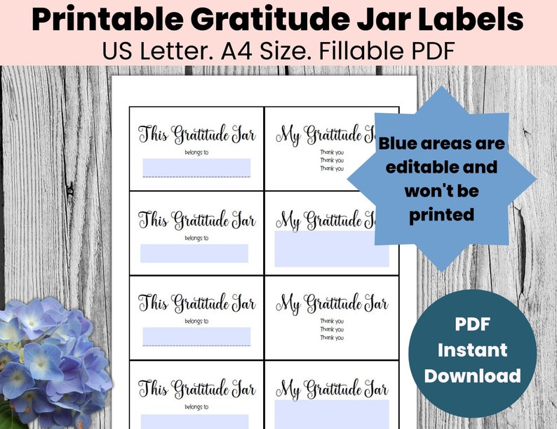Printable Gratitude Jar for Kids, Gratitude Cards, Gratitude Jar Label ...