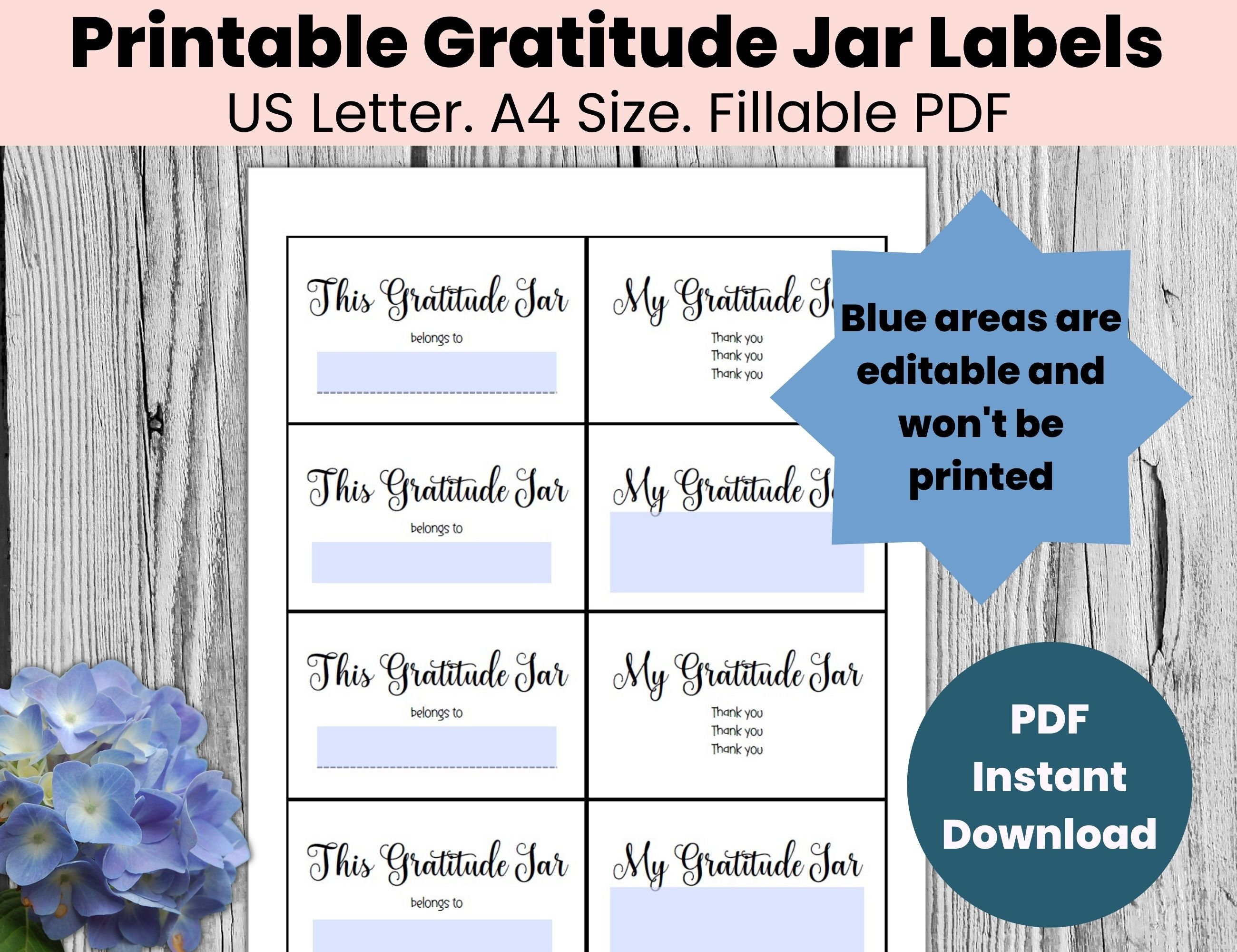 Printable Gratitude Jar for Kids, Gratitude Cards, Gratitude Jar Label ...