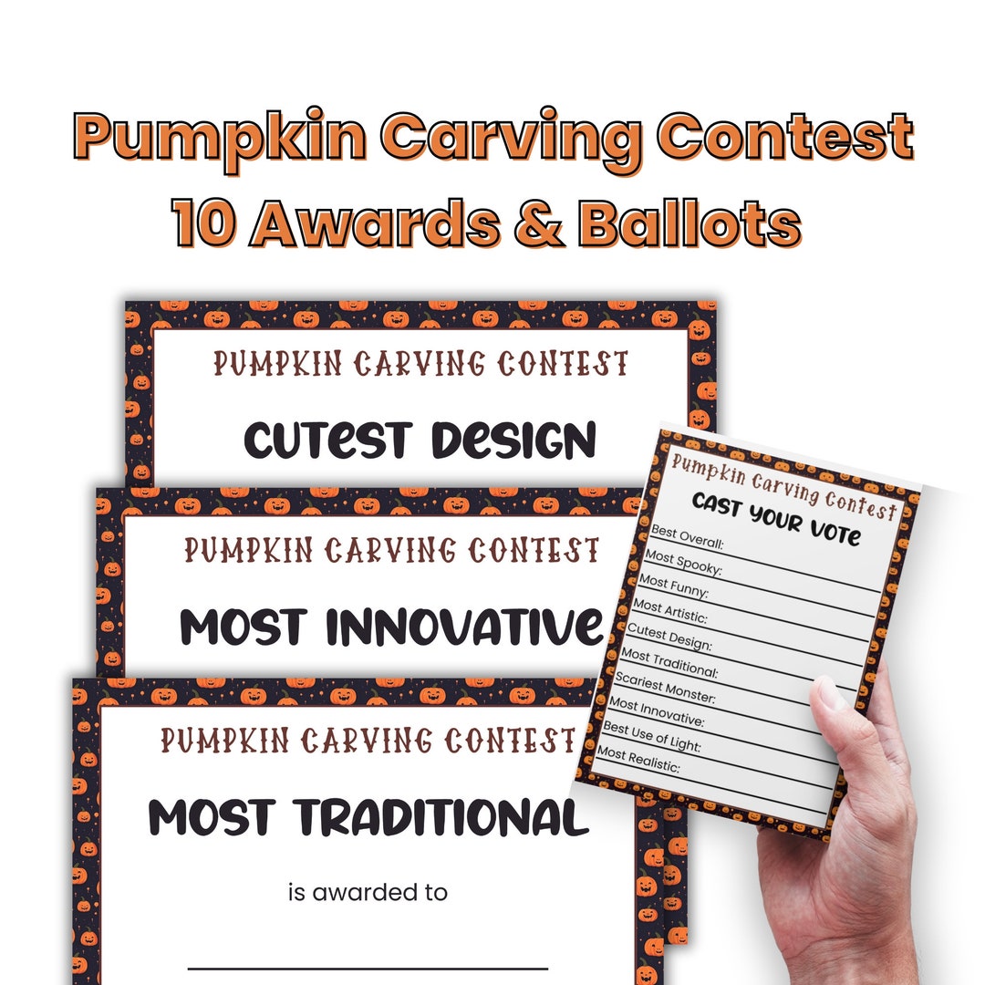 Halloween Pumpkin Carving Contest Award Certificates and Halloween ...