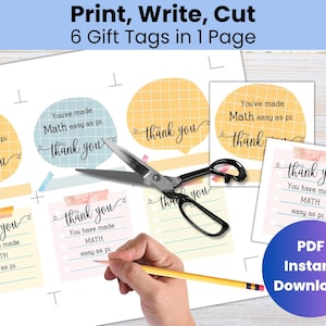 Math Teacher Appreciation Week Gift Tags Printable, Teacher ...