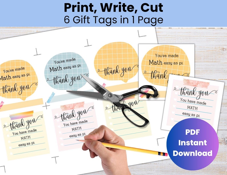 Math Teacher Appreciation Week Gift Tags Printable, Teacher ...