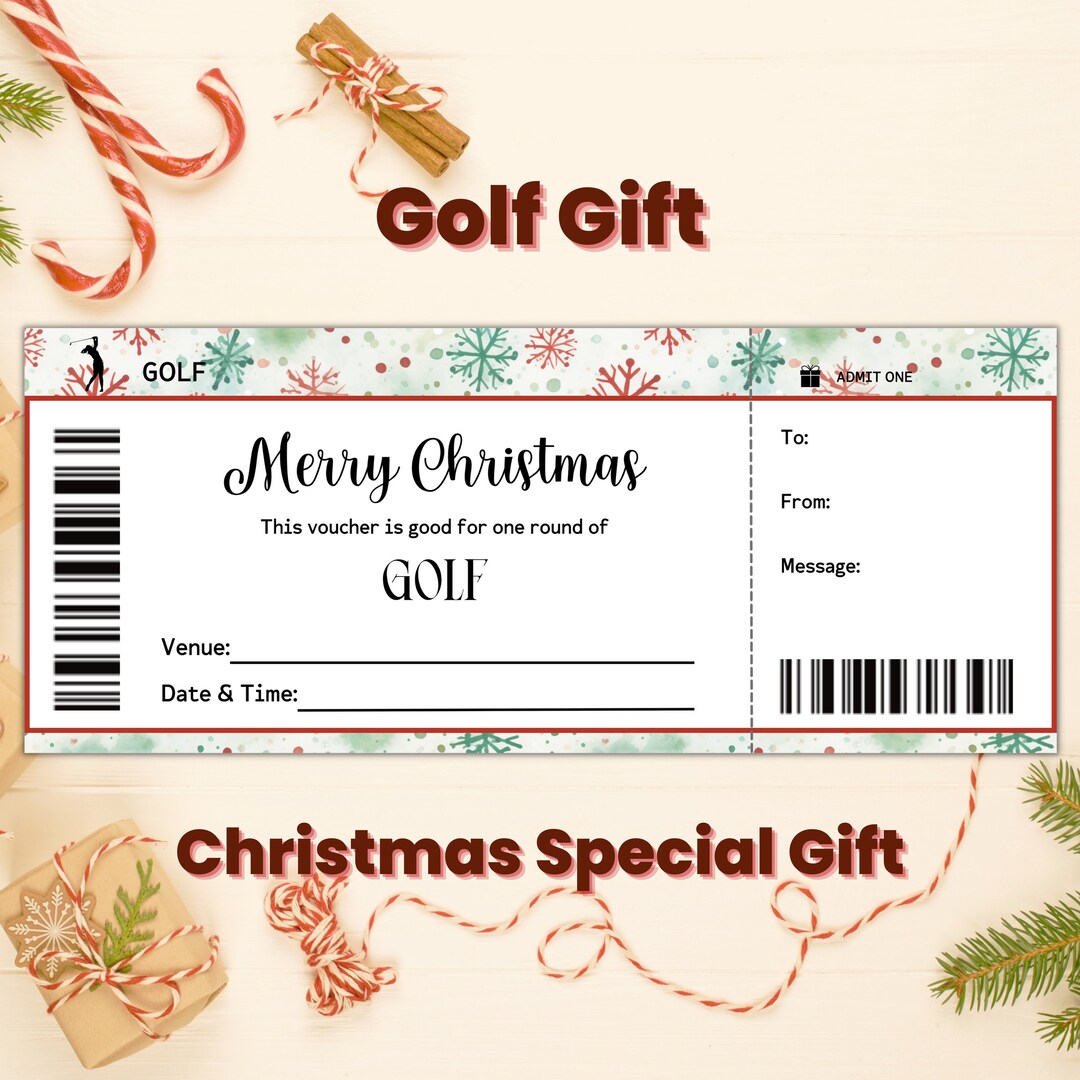 Custom Christmas Golf Ticket Template, Ladies Golf Gift Certificate ...