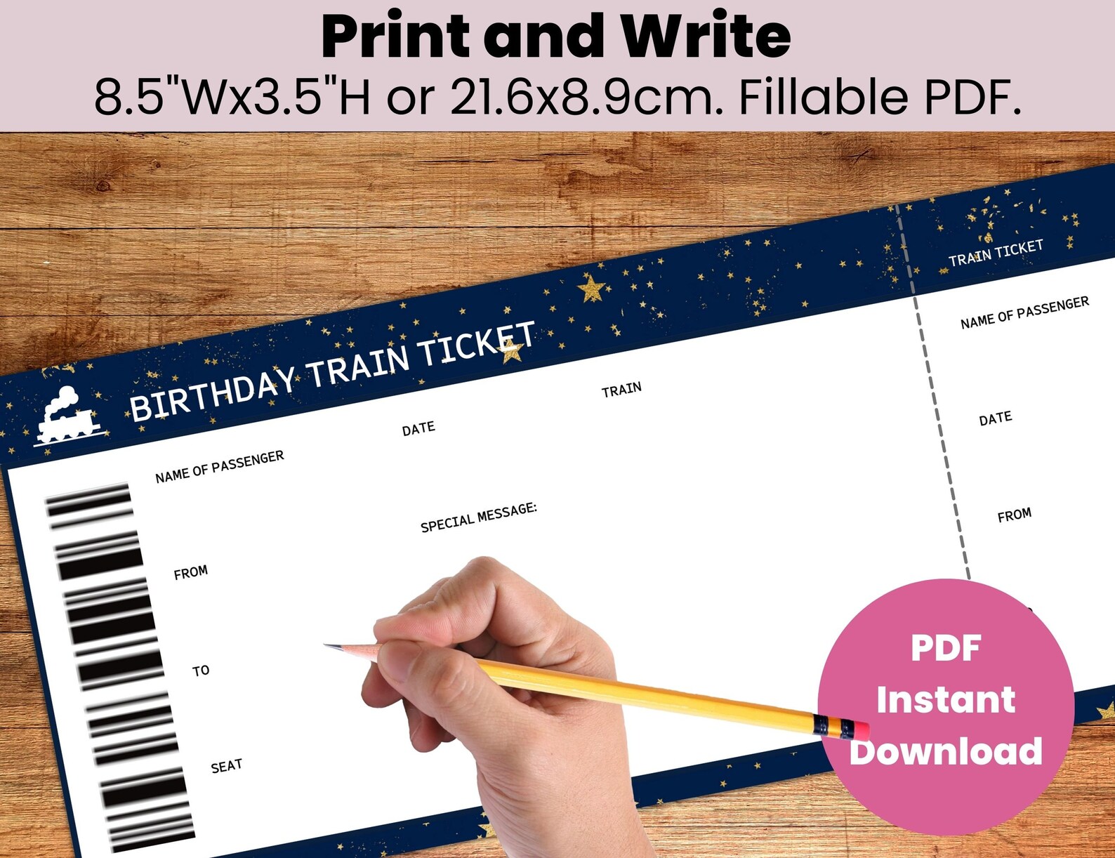 Custom Happy Birthday Train Ticket Gift Certificate, Printable Ticket ...