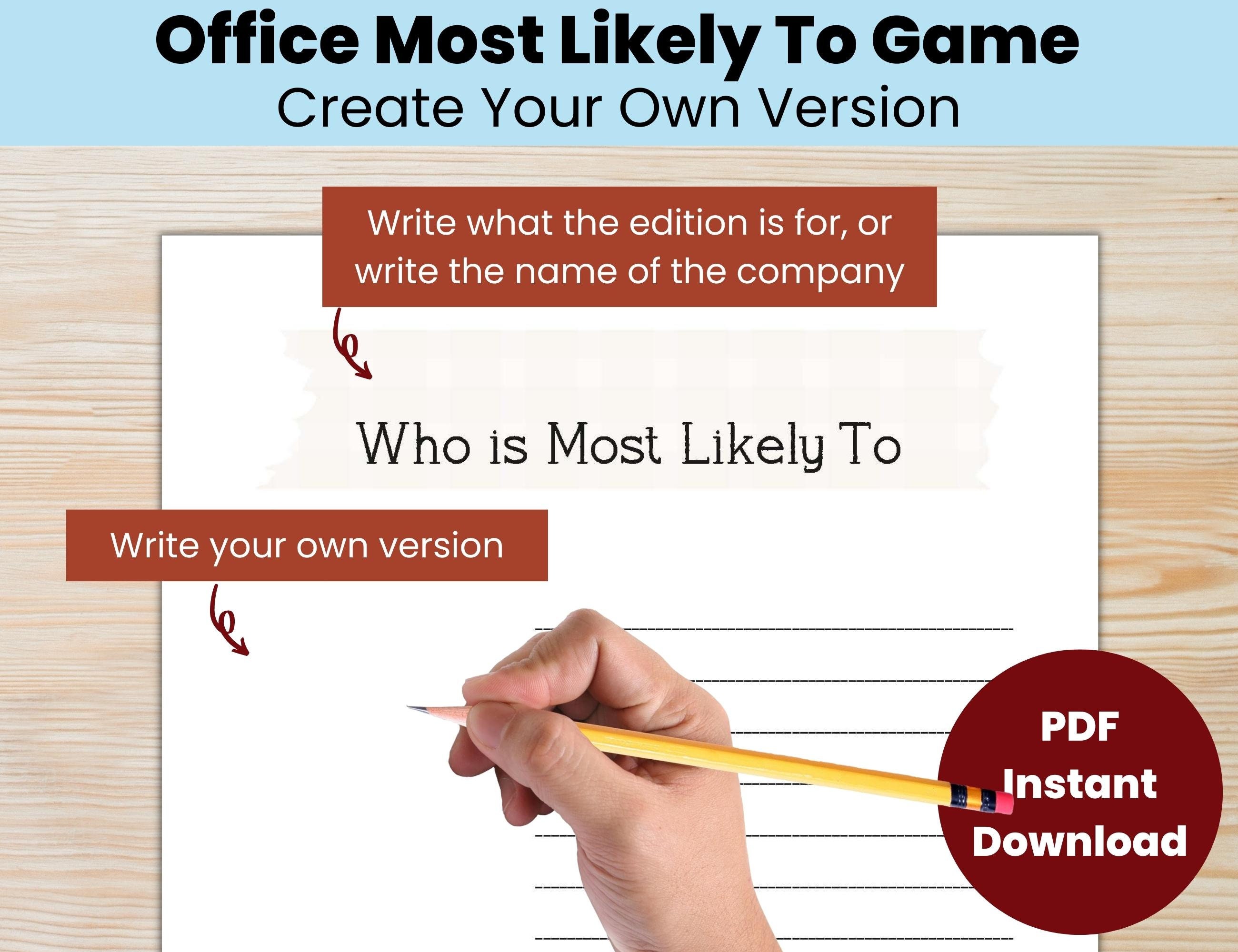 Most Likely to Game, Office Party Games, Team Building Games, Workplace ...