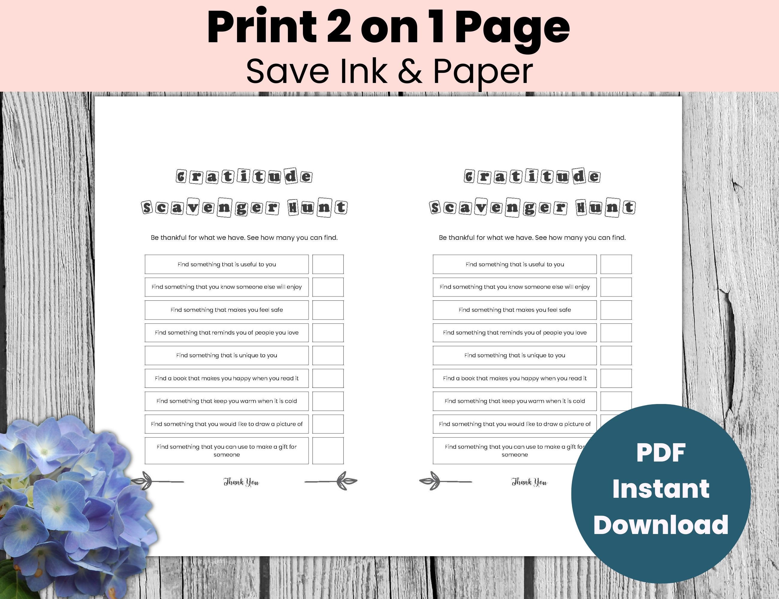 Printable Gratitude Scavenger Hunt for Kids Indoor, Thankful Activities ...