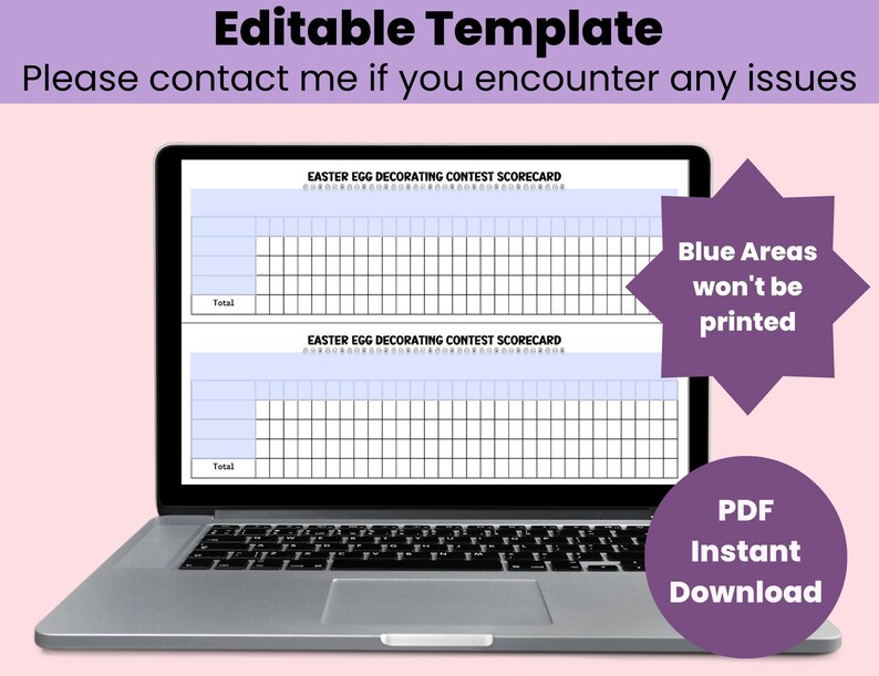 Easter Egg Decorating Contest Scorecard Template Editable, Score Sheet ...