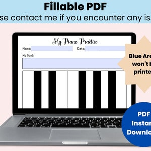 Weekly Piano Practice Chart, Music Practice Log, Music Practice Tracker ...