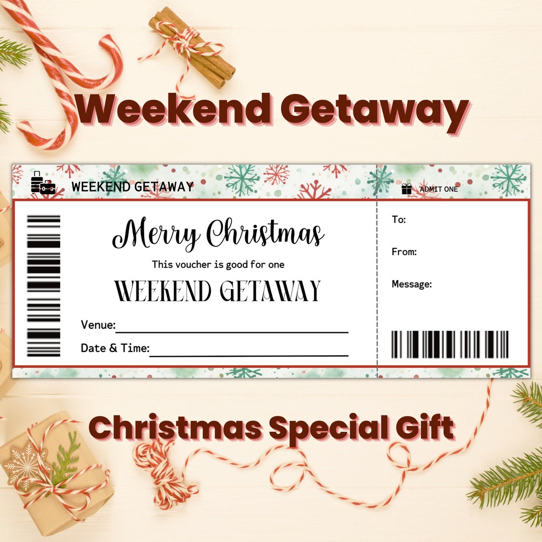 Custom Christmas Weekend Getaway Voucher Template, Christmas Vacation ...