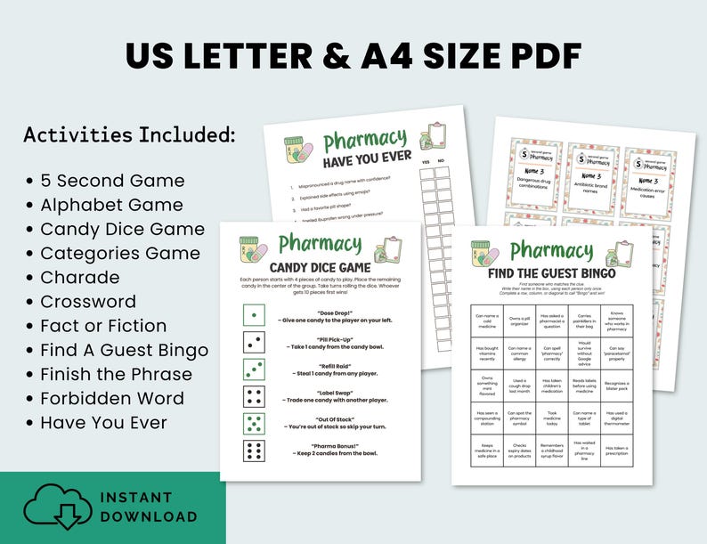 Pharmacy Party Games Bundle, Fun Pharmacy Games for Pharmacy Week ...