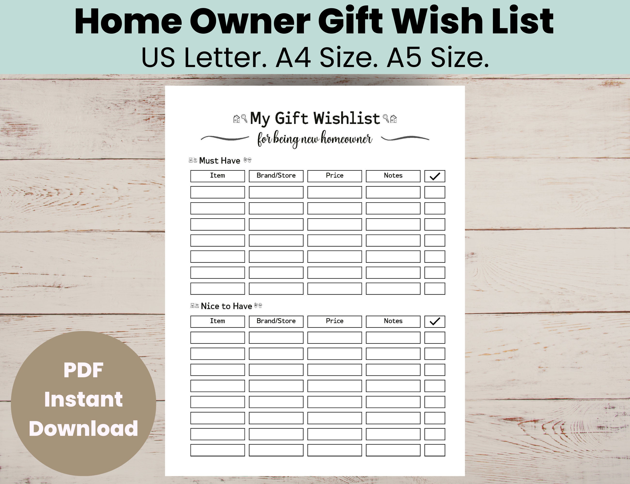Homeowner Must Have Gift, Nice to Have Gift Wishlist Organizer, Home ...