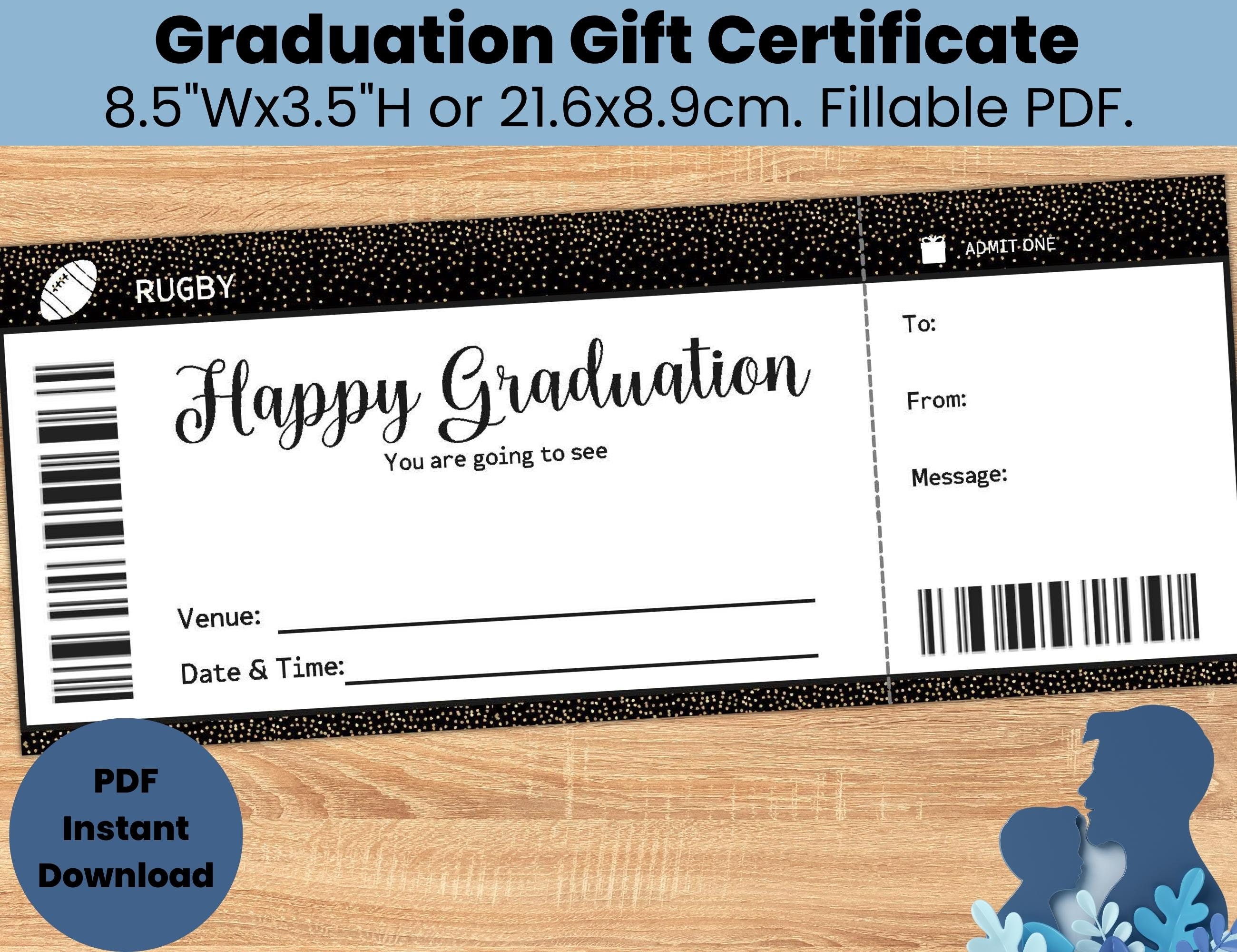 Custom Graduation Rugby Ticket Gift Certificate, Admit One Ticket ...