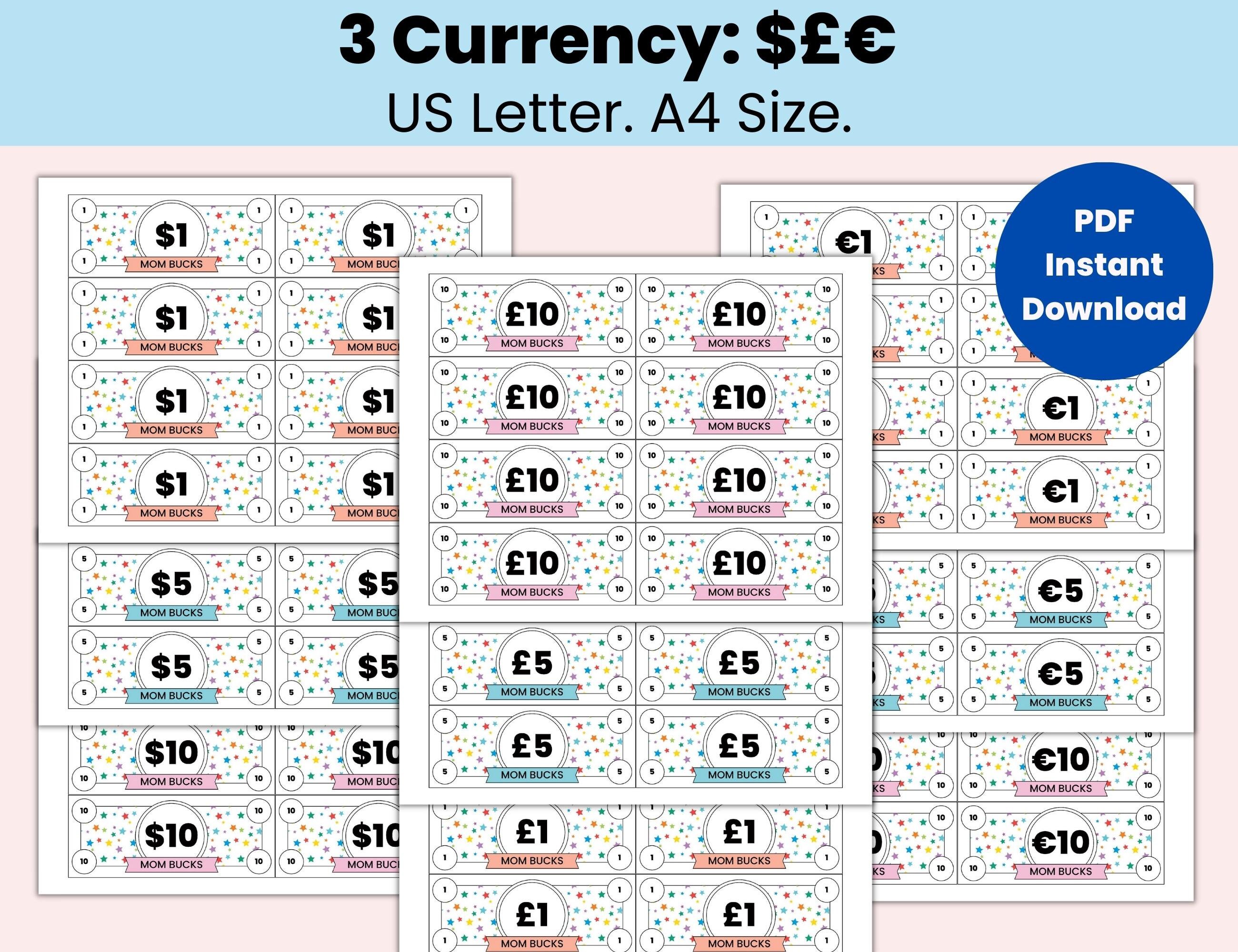 Mom Bucks Printable, Reward Bucks, Behavior Bucks, Chore Bucks ...