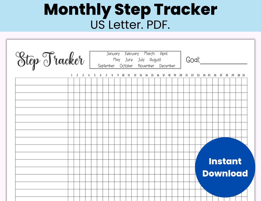 Monthly Step Tracker, Steps Tracker, Editable Printable Exercise ...