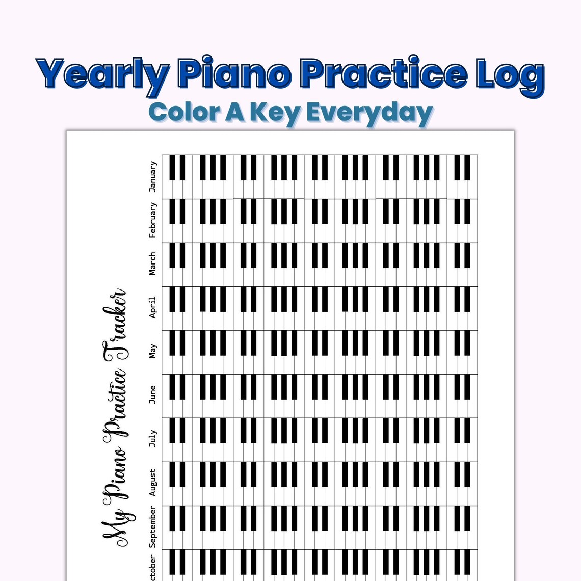Piano Practice Chart, Music Practice Log, Yearly Practice Tracker for ...