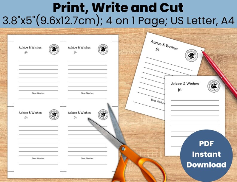 Graduation Well Wishes and Advice Cards Editable Printable, Grad Words ...