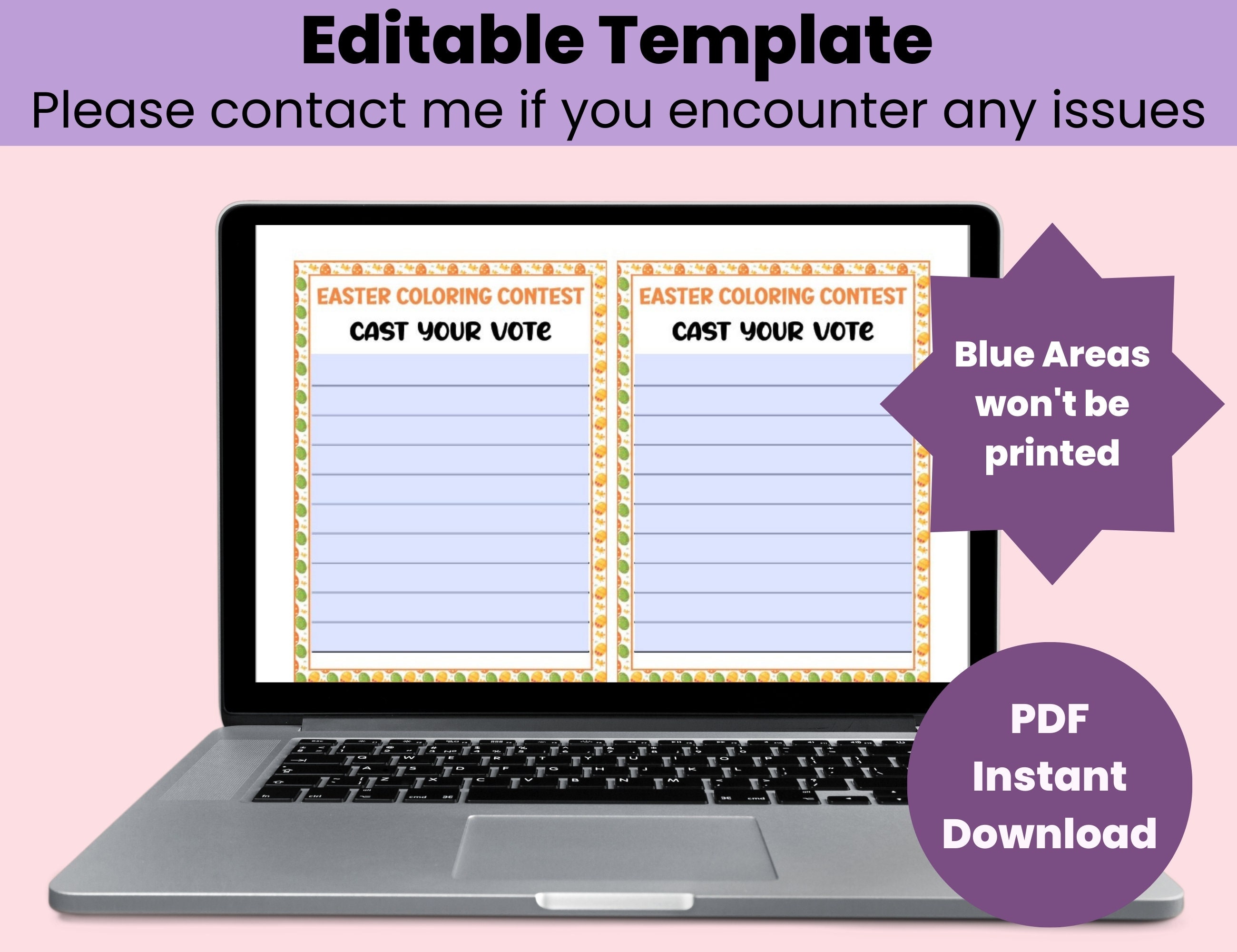 Editable Easter Coloring Contest Voting Cards, Ballot Template Editable ...