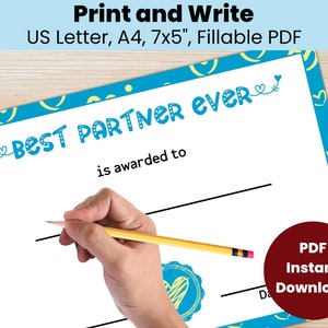 Best Partner Ever Award Certificate, Personalized Love Certificate ...
