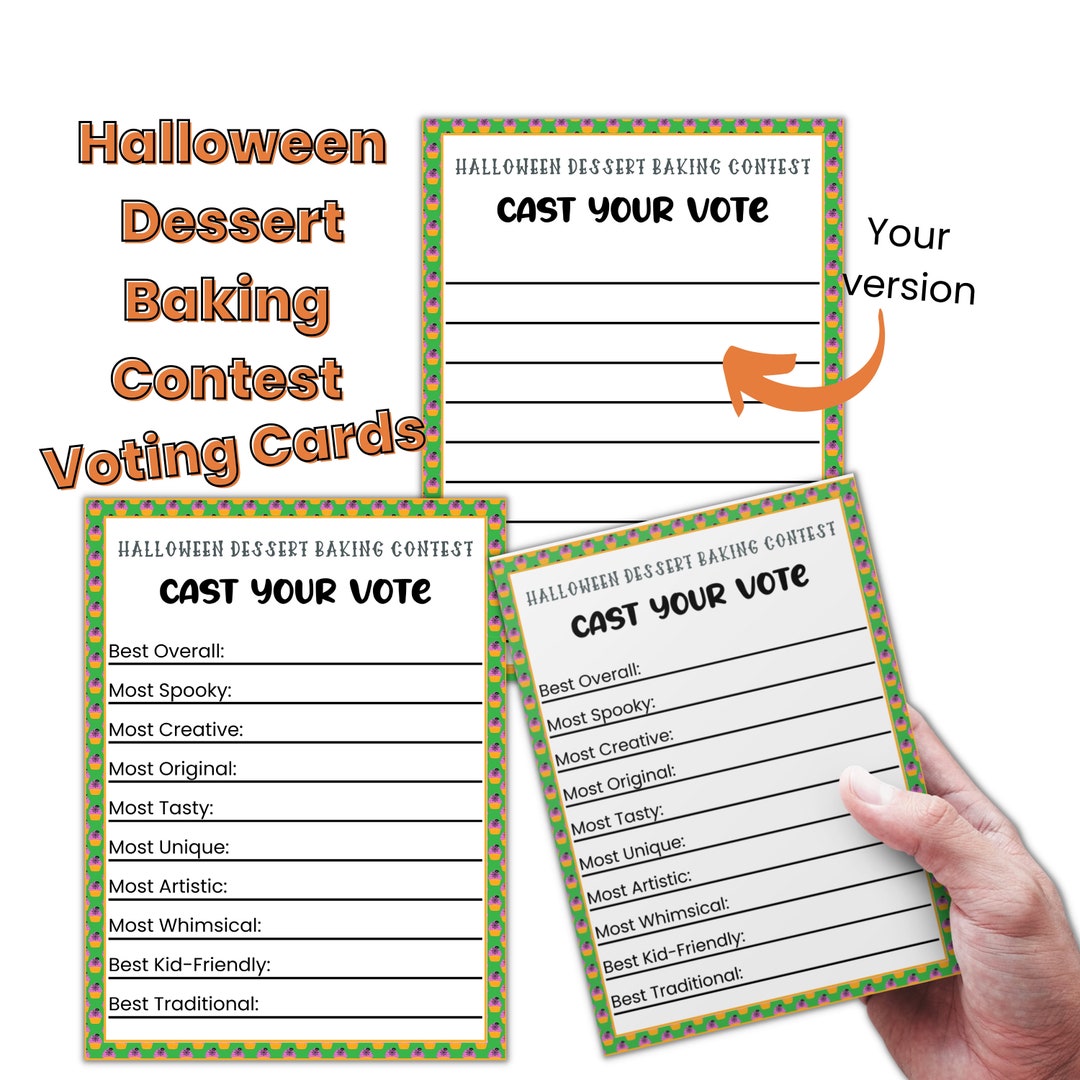 Halloween Dessert Baking Contest Voting Card, Halloween Ballot Template ...