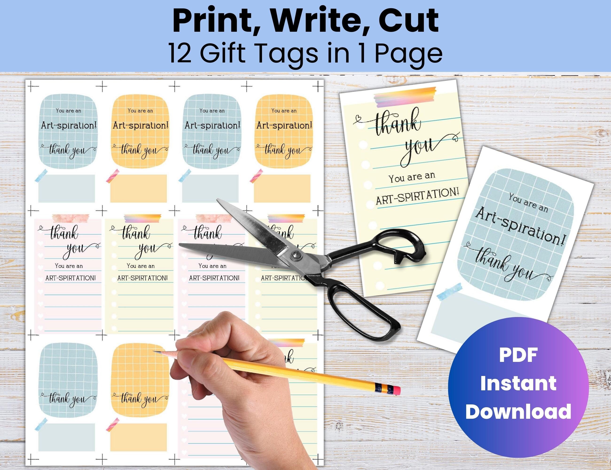 Art Teacher Appreciation Week Gift Tags Printable, Teacher Appreciation ...