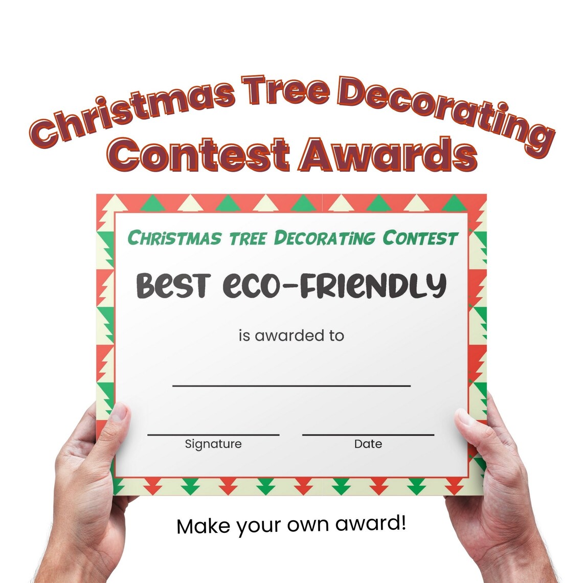 Christmas Tree Decorating Contest Award Certificates Template Editable ...