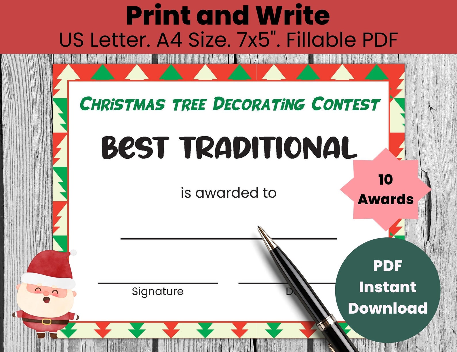 Christmas Tree Decorating Contest Award Certificates and Voting Cards ...