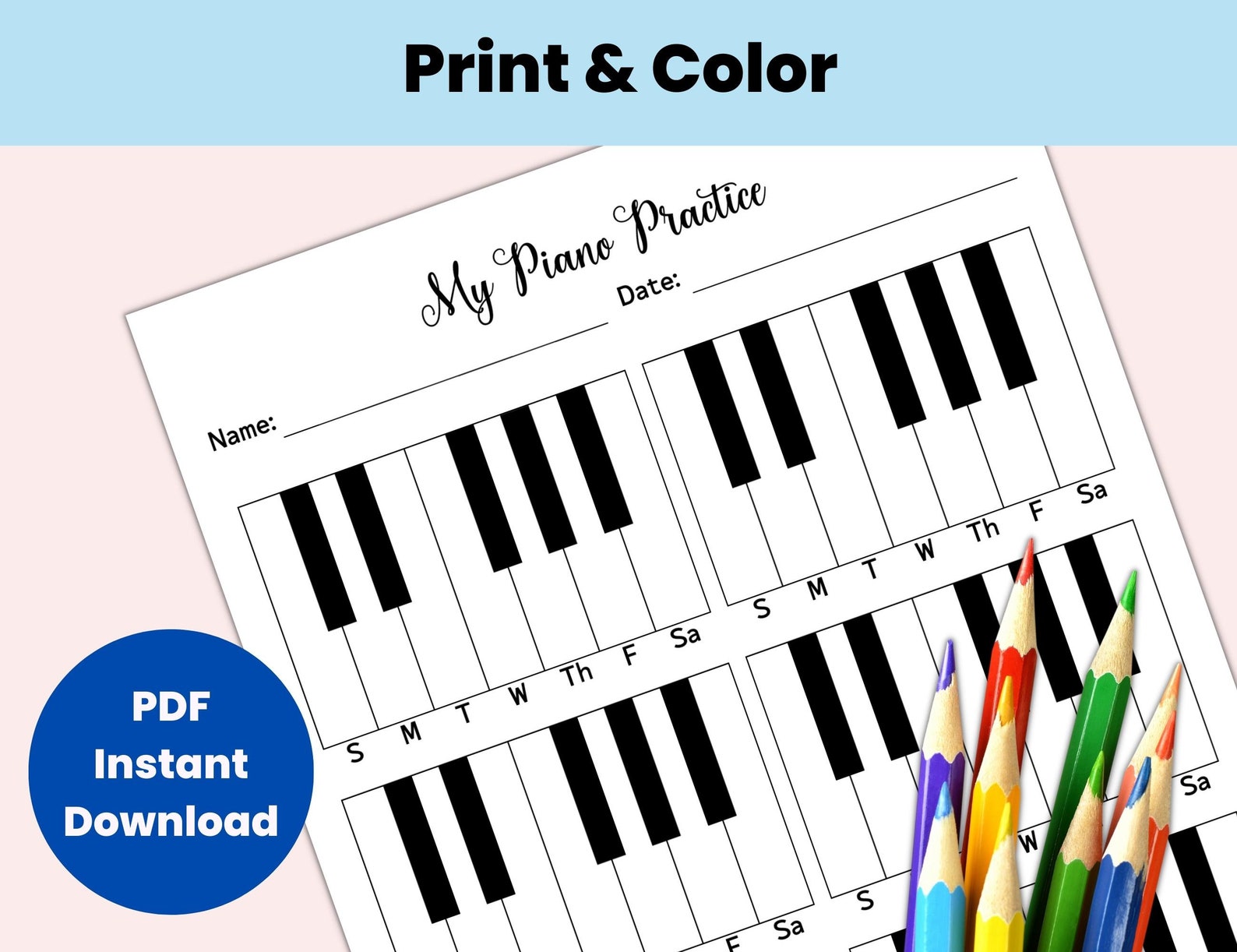 Piano Practice Chart, Music Practice Log, Music Practice Tracker, Habit ...