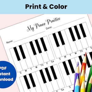 Piano Practice Chart, Music Practice Log, Music Practice Tracker, Habit ...