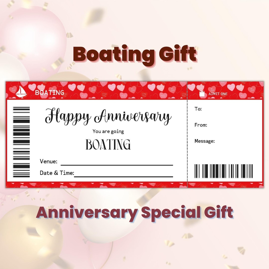 Anniversary Boating Gift Coupon Template, Boating Gift Ideas ...