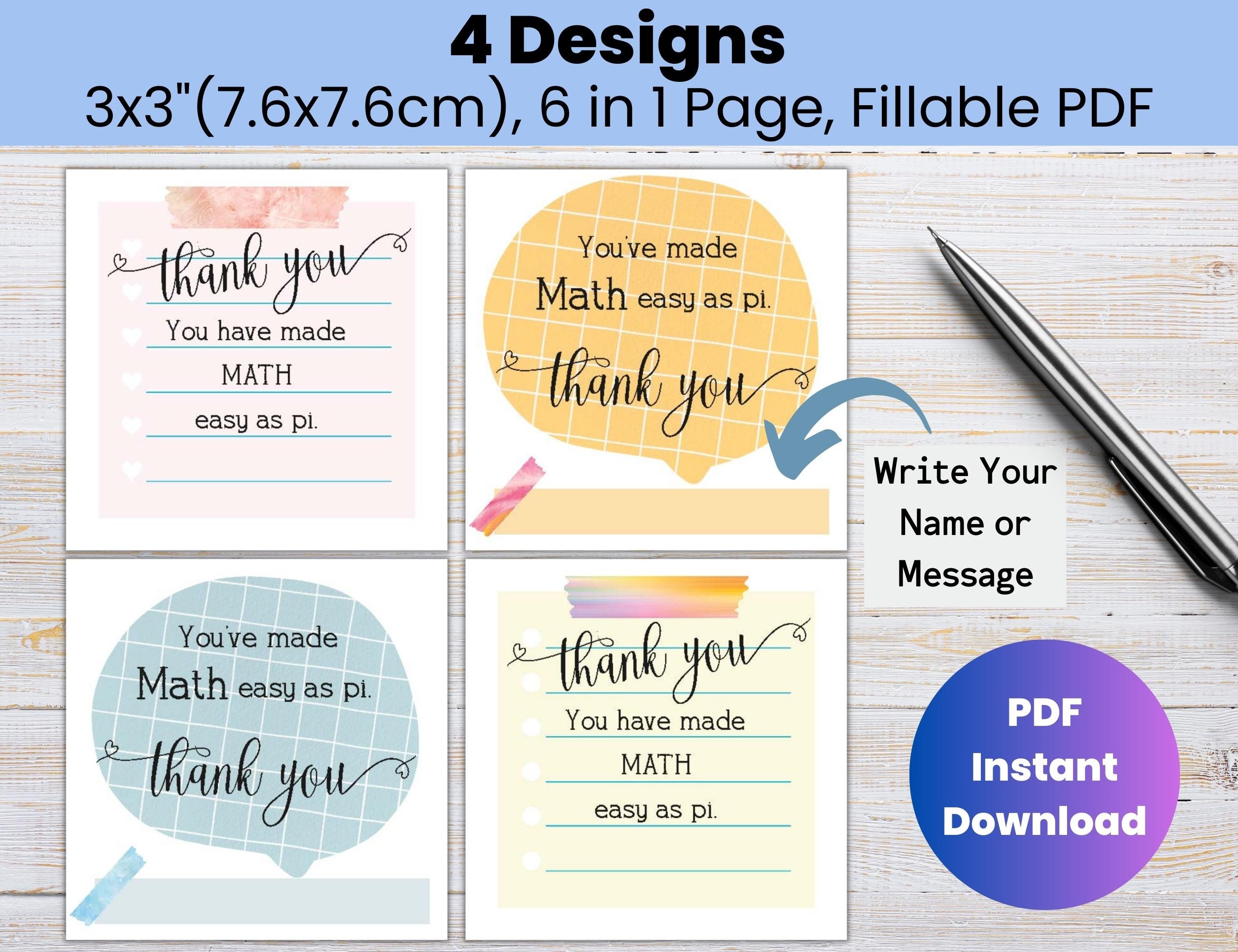Math Teacher Appreciation Week Gift Tags Printable, Teacher ...