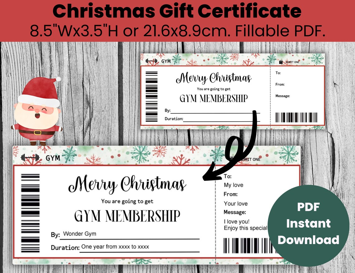 Custom Christmas Gym Membership Card Gift Coupon Template, Gym Buddy ...