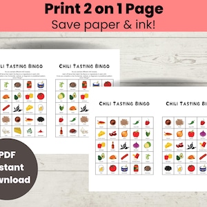 Chili Bingo, Chili Tasting Bingo, Chili Cook off Fall Party Game - Etsy