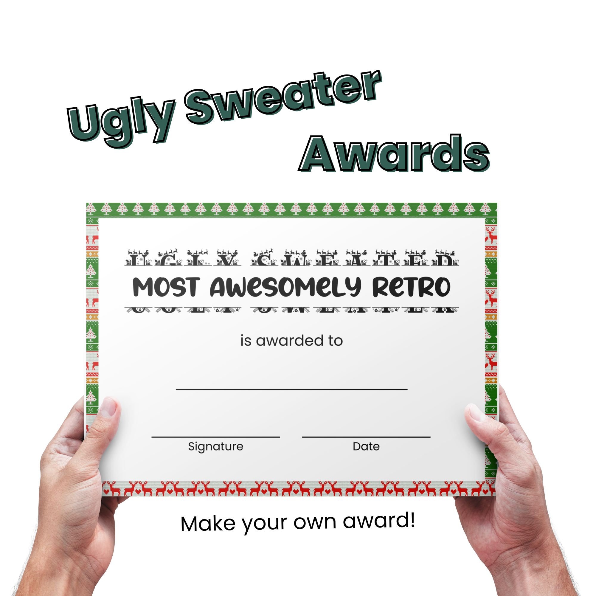 Ugly Sweater Award Certificates, Ugly Sweater Party Award Template ...