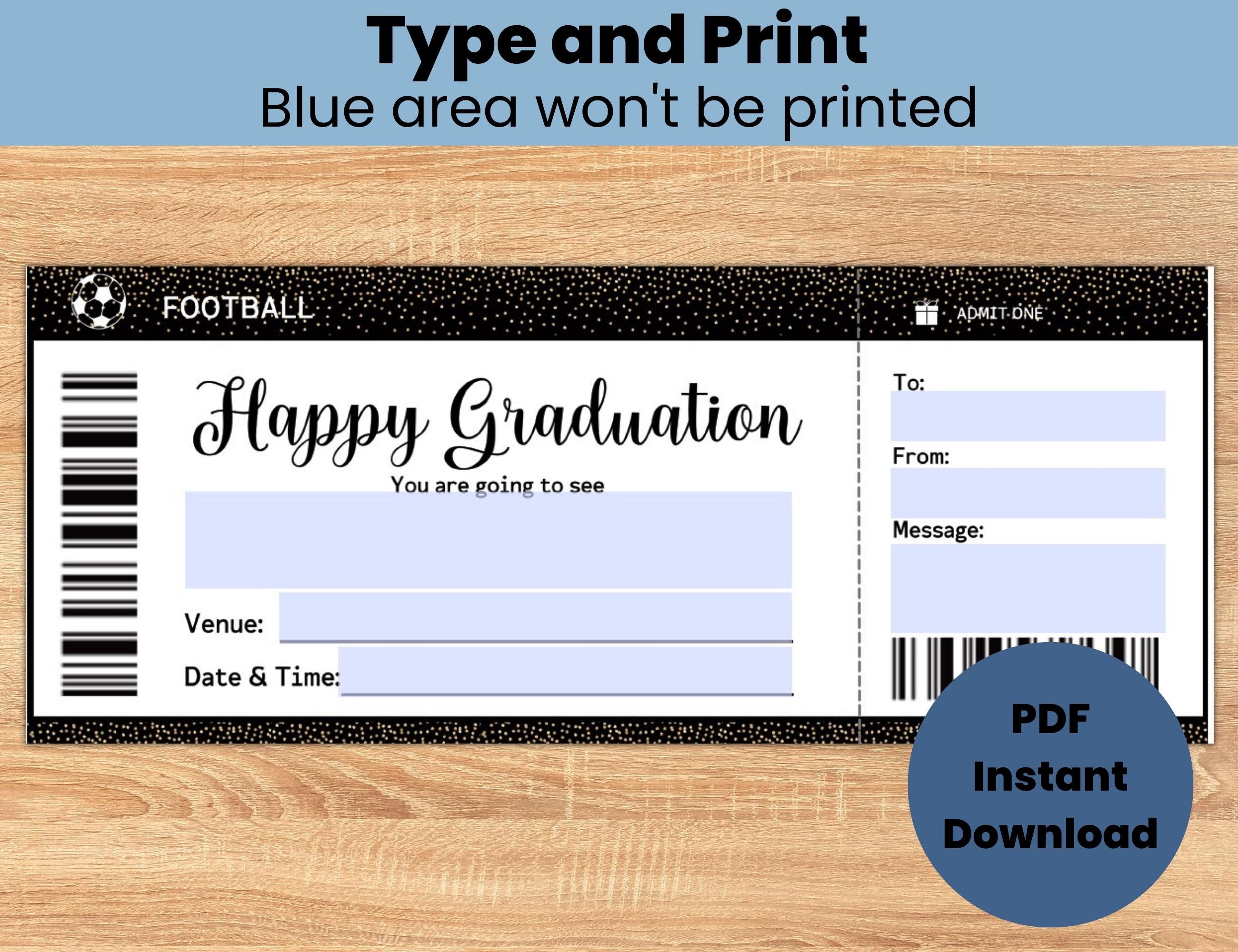 Graduation Football Ticket Voucher Football Gift Coupon - Etsy