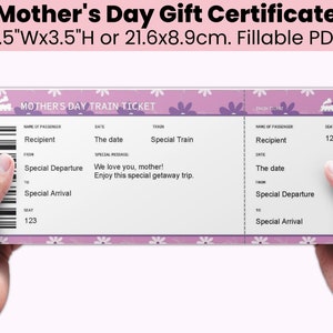Personalized Mothers Day Train Ticket Gift Coupon Template, Train ...