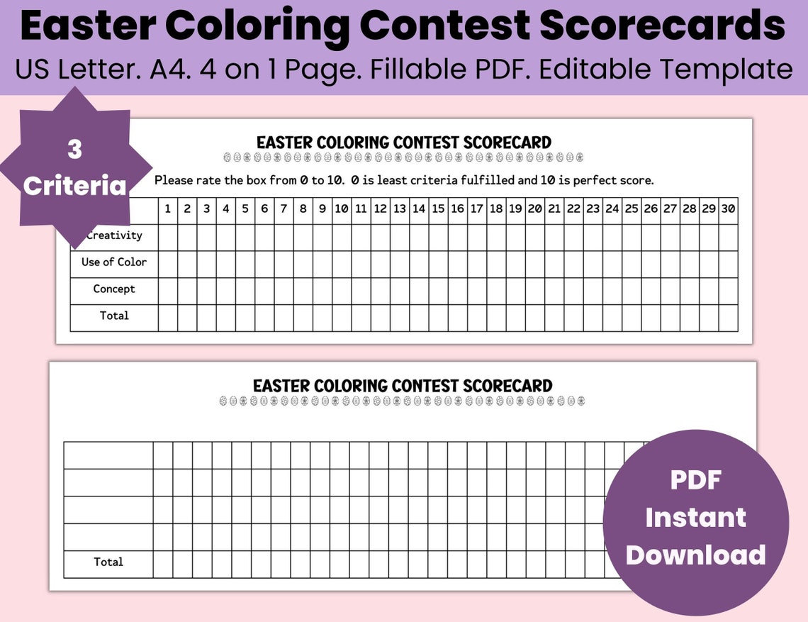Easter Coloring Contest Kit, Easter Certificates, Voting Cards, Easter ...