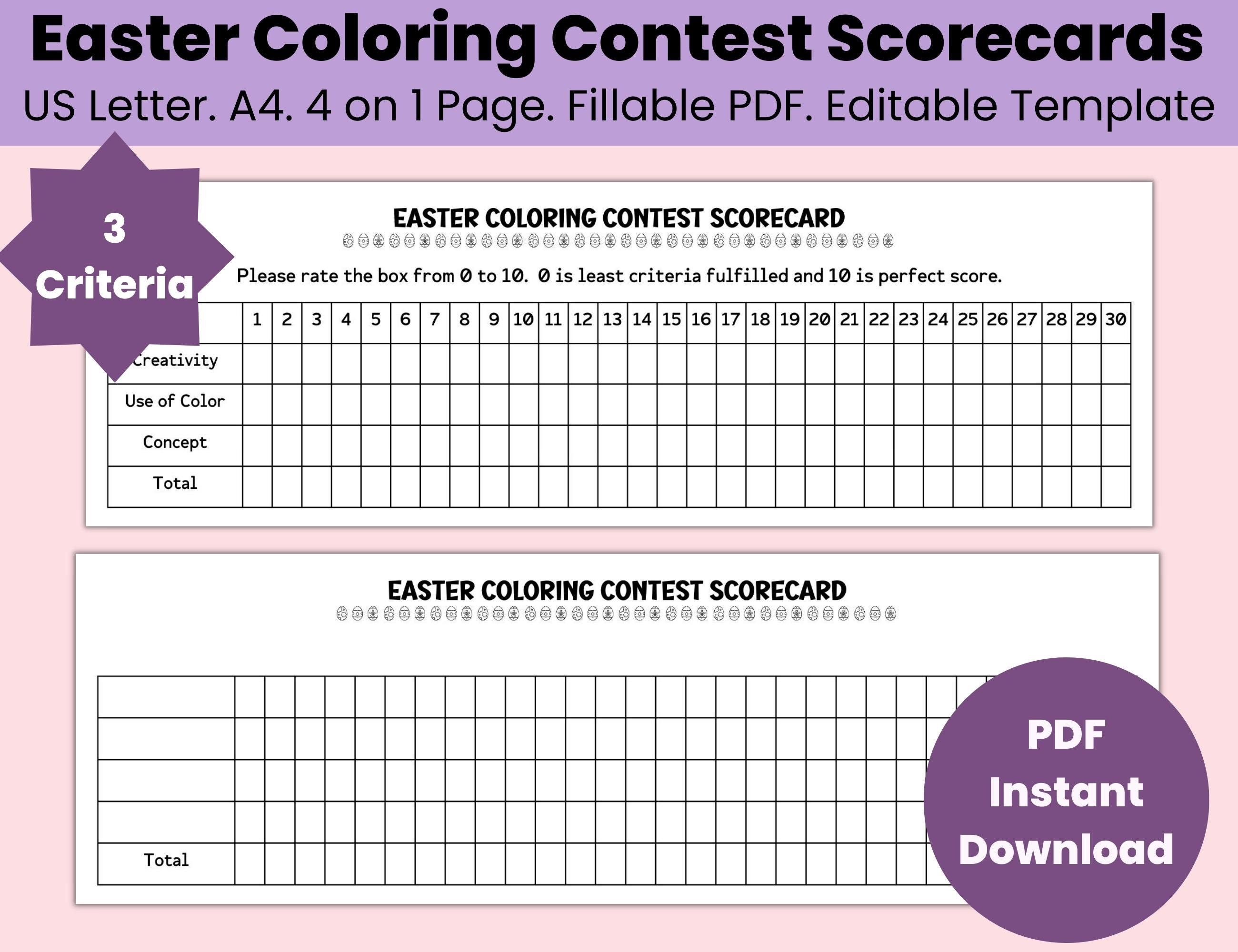 Easter Coloring Contest Kit, Easter Certificates, Voting Cards, Easter ...
