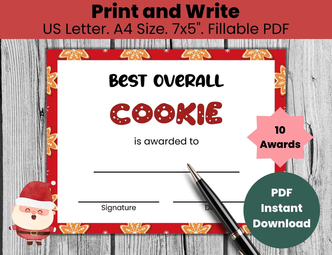 Cookie Contest Award Certificates and Voting Ballot, Christmas Cookie ...