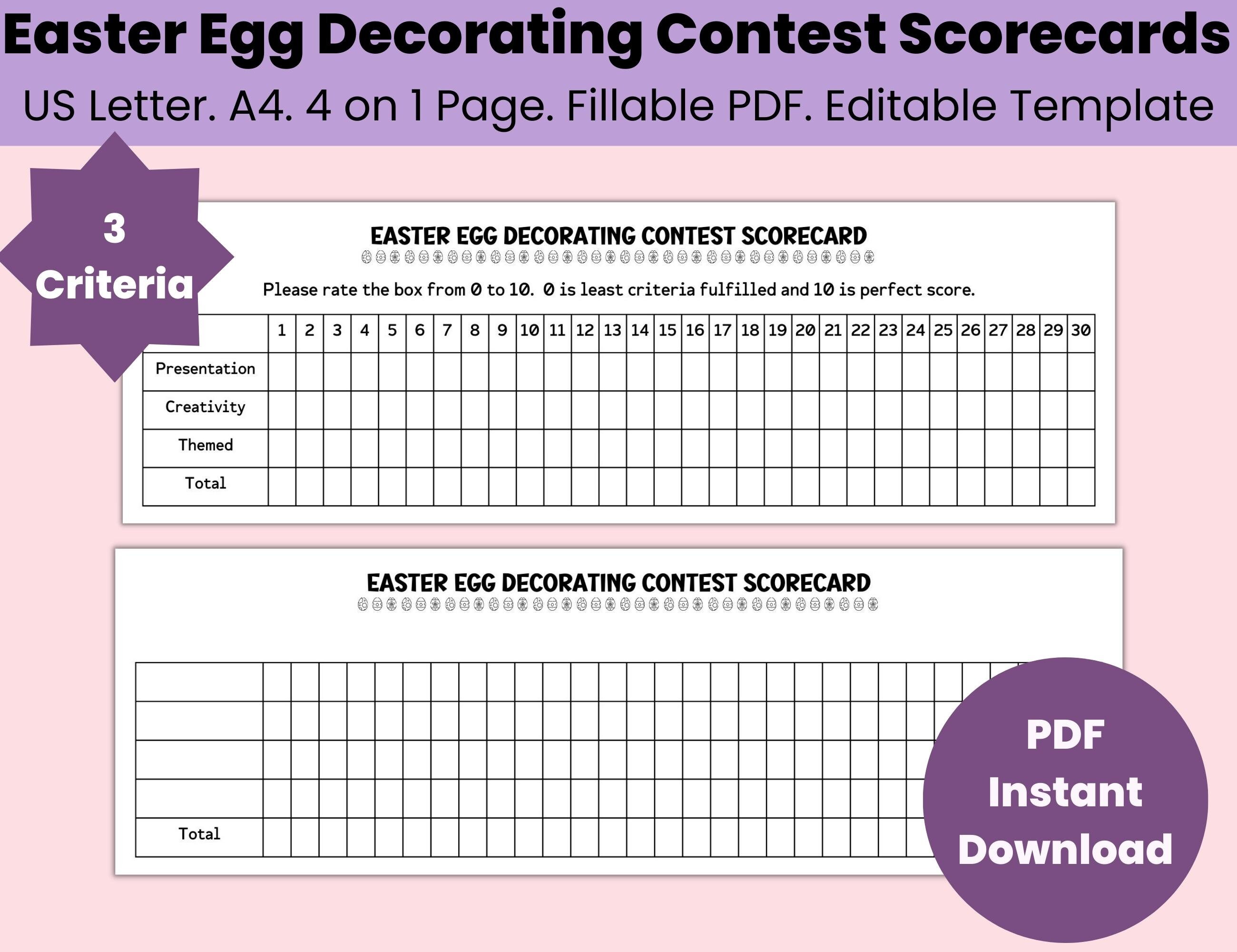 Easter Egg Decorating Contest Kit, Award Certificates, Voting Cards ...
