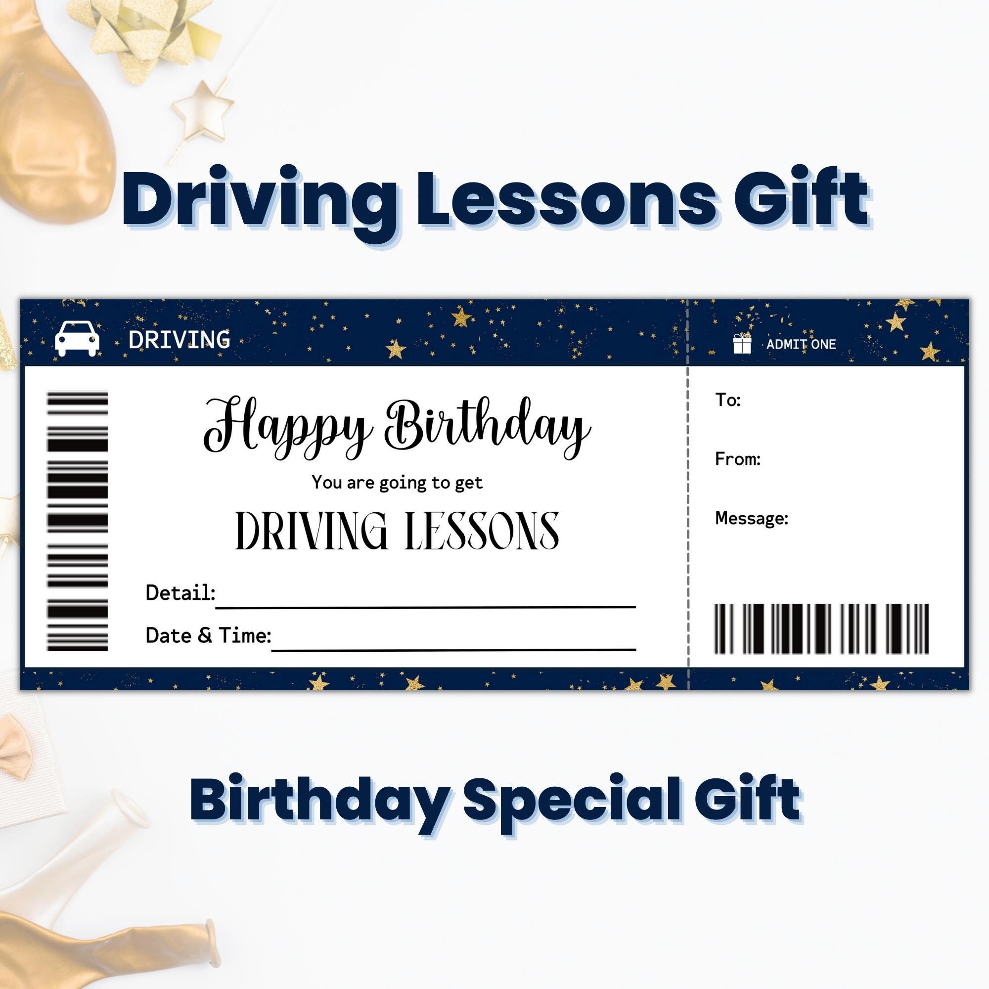 Driving Lessons Gift Voucher, Driving Test Gift Coupon Template, Custom ...