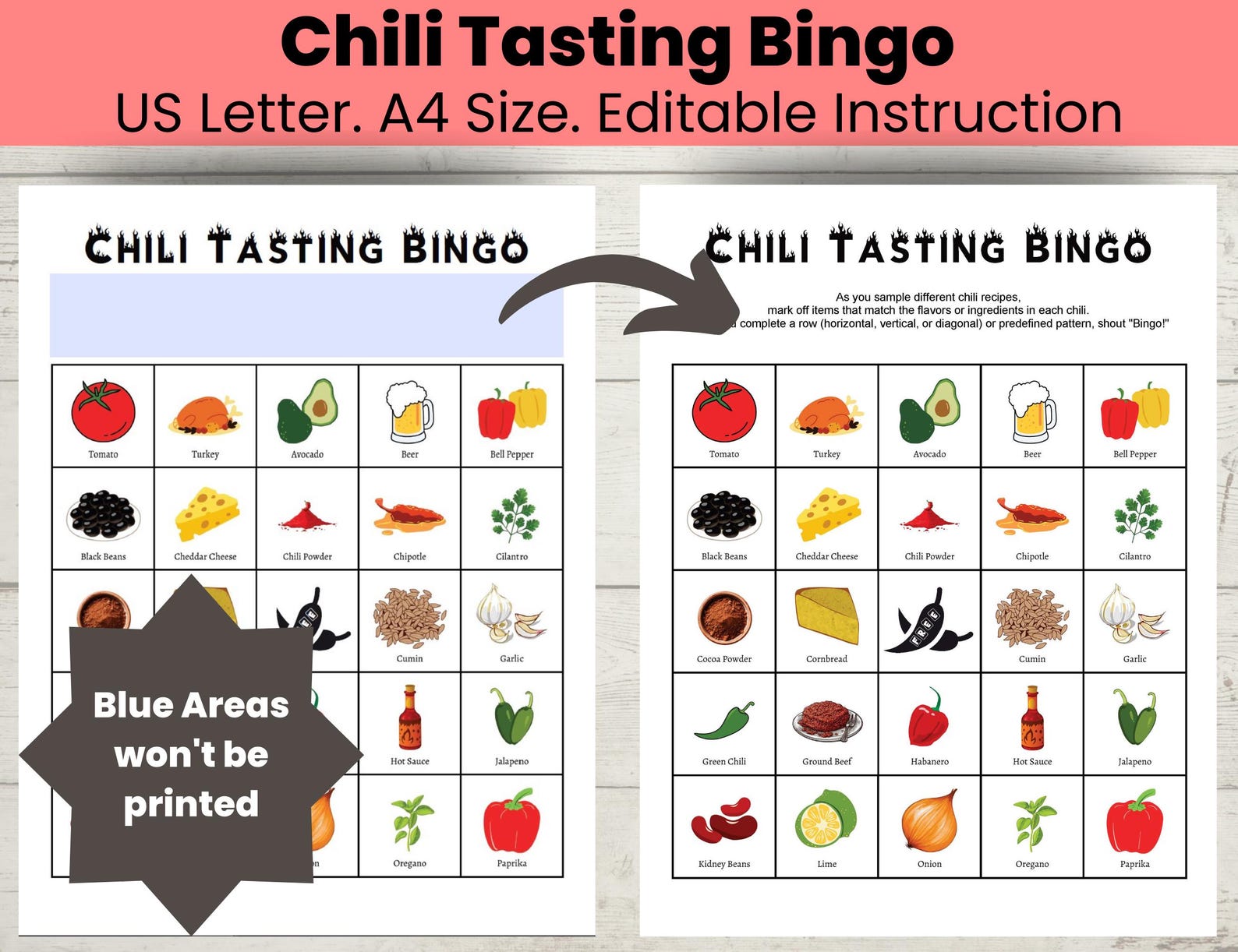 Chili Bingo, Chili Tasting Bingo, Chili Cook off Fall Party Game - Etsy