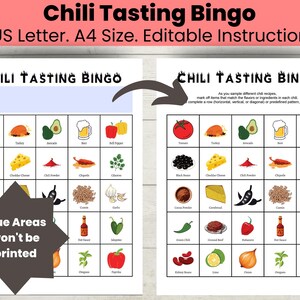 Chili Bingo, Chili Tasting Bingo, Chili Cook off Fall Party Game - Etsy