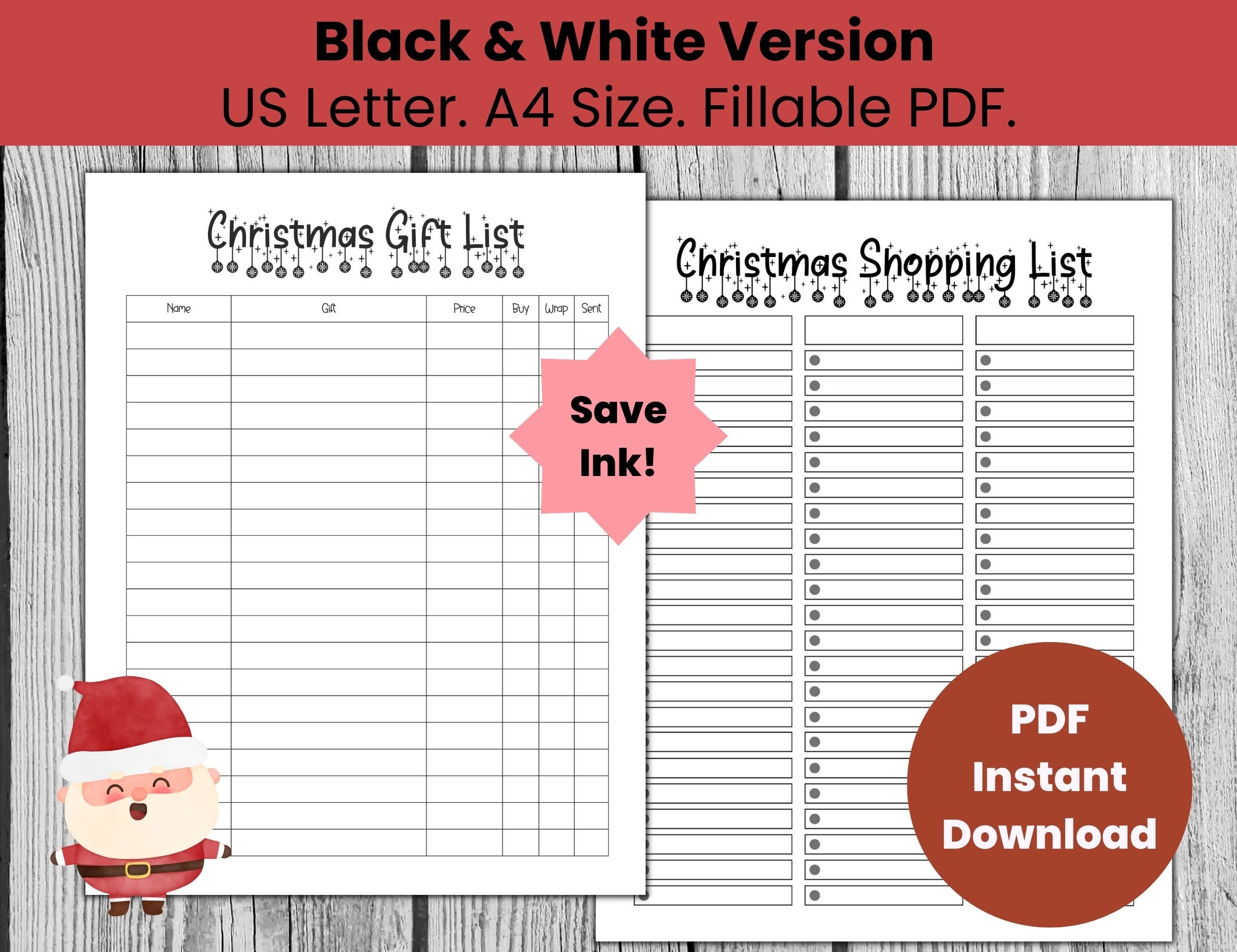 Christmas Gift List Printable Tracker, Holiday Gift List, Christmas ...